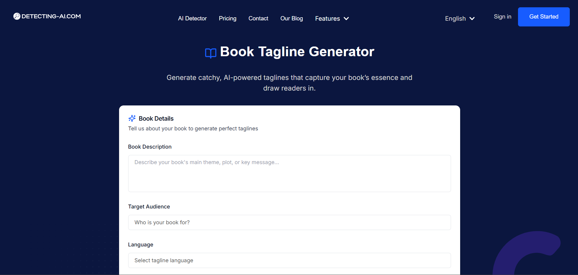 Book Tagline Generator – AI Tool to Create Catchy & Compelling Taglines ...