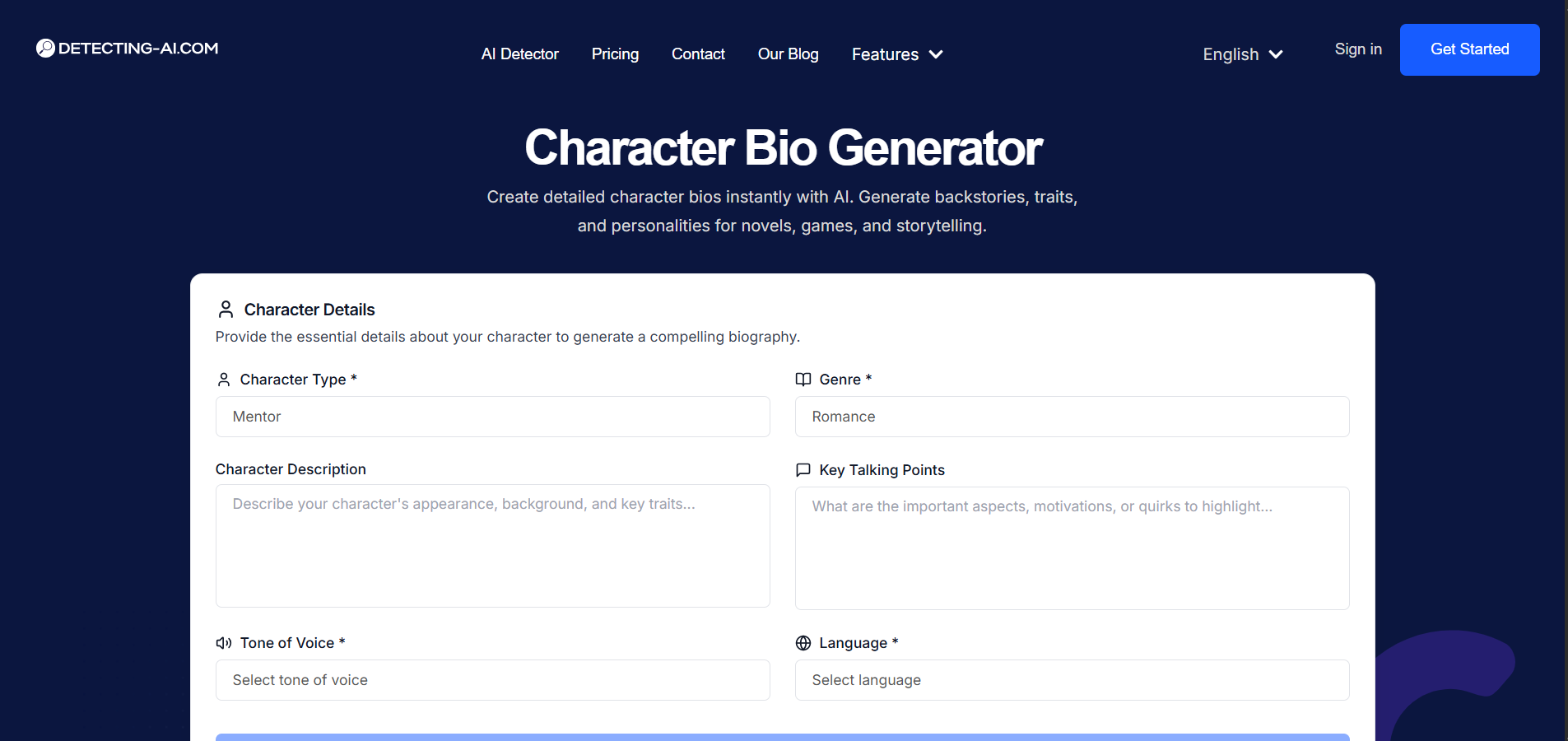 Character Bio Generator – Create Unique & Engaging Character Profiles
