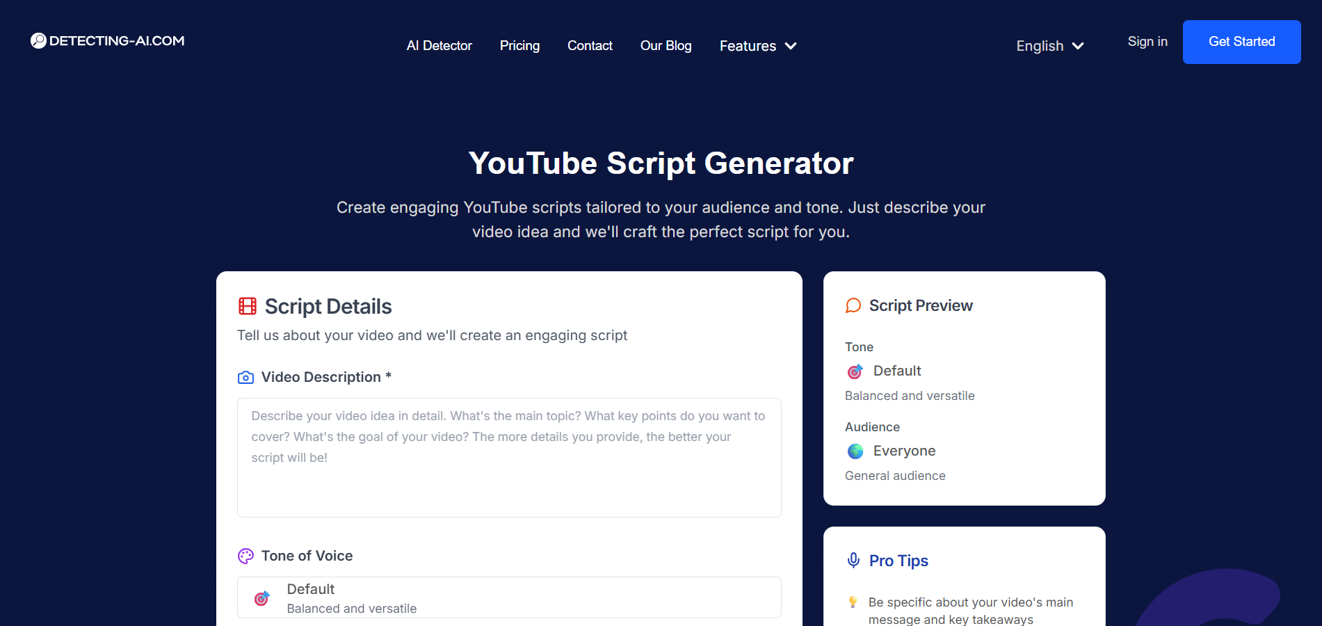 YouTube Script Generator – Instantly Create Engaging Video Scripts with AI